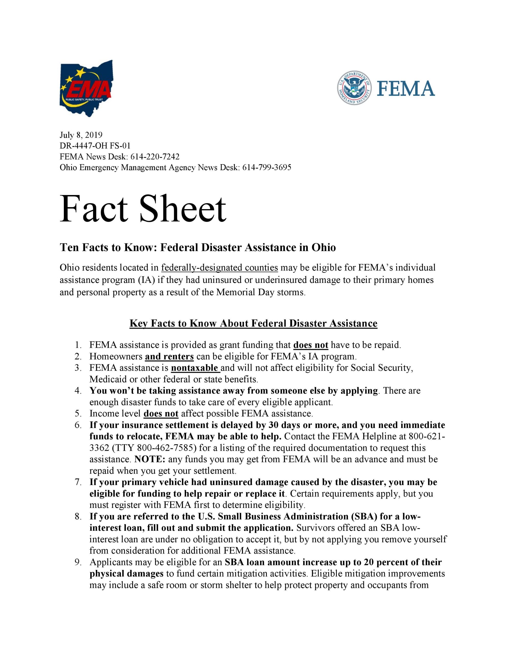 Key Facts to Know About Federal Disaster Assistance in Ohio - Trotwood ...